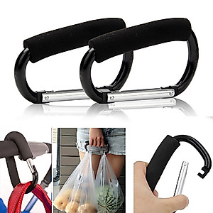 2pcs in Pack Universal Large Buggy Clip Pram Pushchair Shopping Bag Hook Carabiner (Black 14cm)