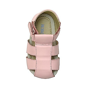 Robeez First Kicks Baby Girls and Unisex Sandals for Infant/Toddlers, Lacey Light Pink Leather, 9-12