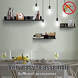 FSiyouda 3Pack Metal Floating Shelves,Floating Wall Shelves for Bathroom Bedroom Kitchen Living Room, Shelves for Wall Storage Black