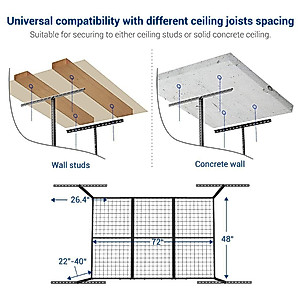 FLEXIMOUNTS 4x6 Heavy Duty Overhead Garage Adjustable Ceiling Storage Rack, 72" Length x 48" Width x 40" Height (Black)