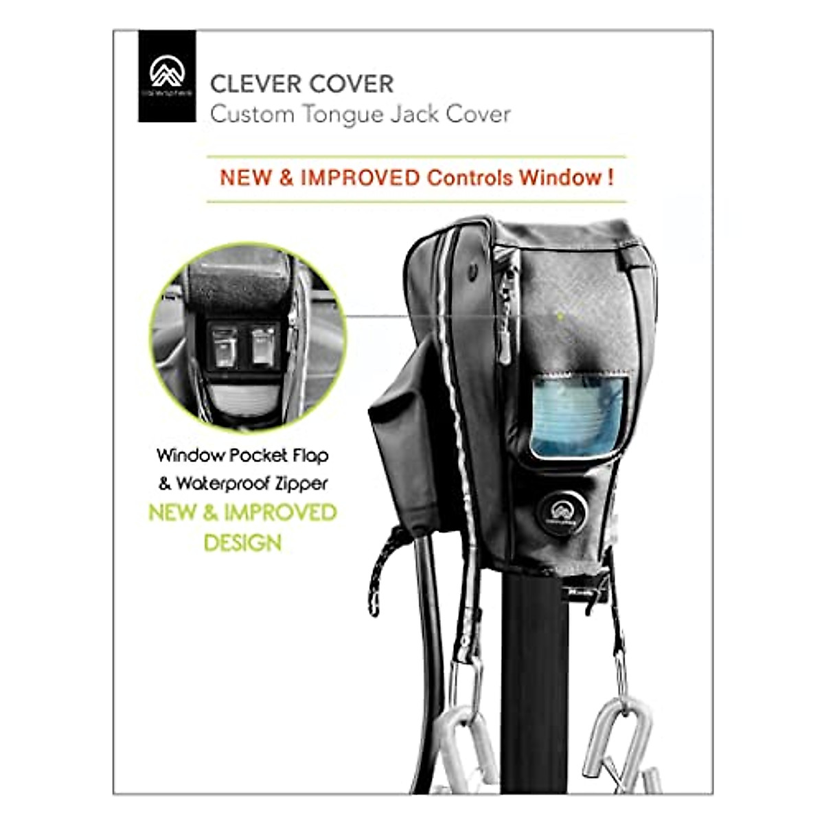 Clever Cover for LCI Jack by Trailersphere Custom Electric Tongue Jack Cover for Trailer, RV, Camper, Chains Holder, Plug Protector, Sun and Waterproof (LCI Jack Cover)