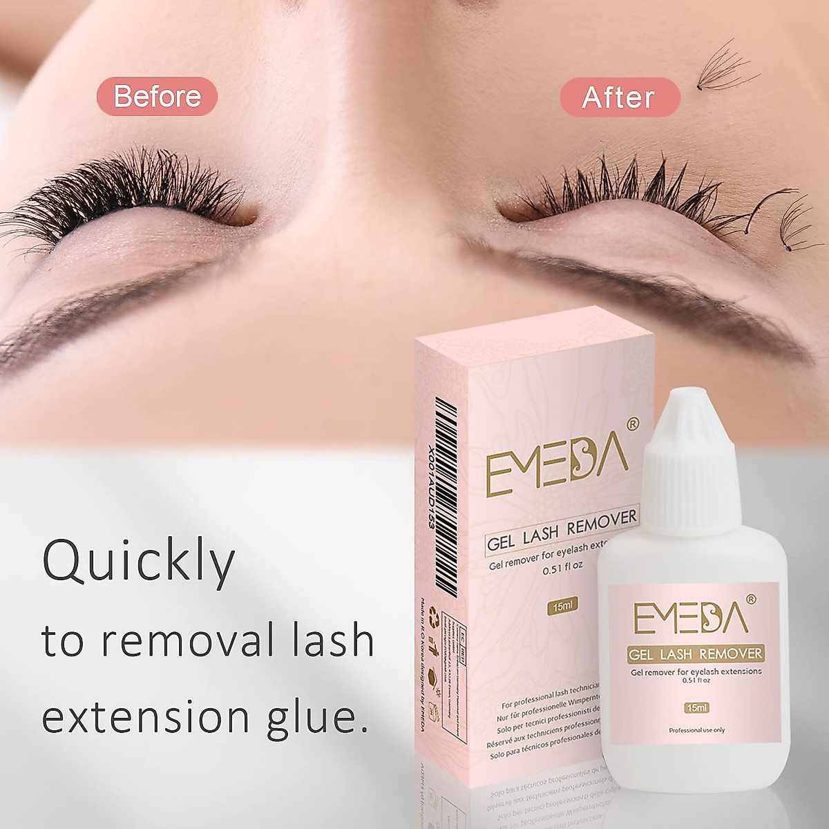 EMEDA Eyelash Extension Remover Gel Not for Clusters Glue 15ml Quickly Dissolves Powerful Lash Extension Glue Professional Removal for Lash Extensions Adhesive (15ml)