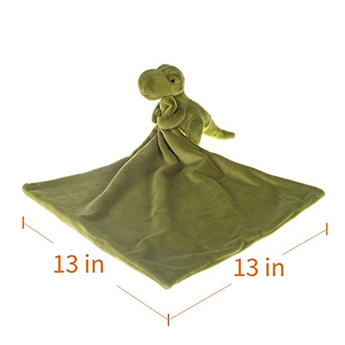 Apricot Lamb Snuggler Plush Infant Stuffed Animals Dinosaur Security Blanket Nursery Character Blanket (Green Dinosaur, 14 Inches)