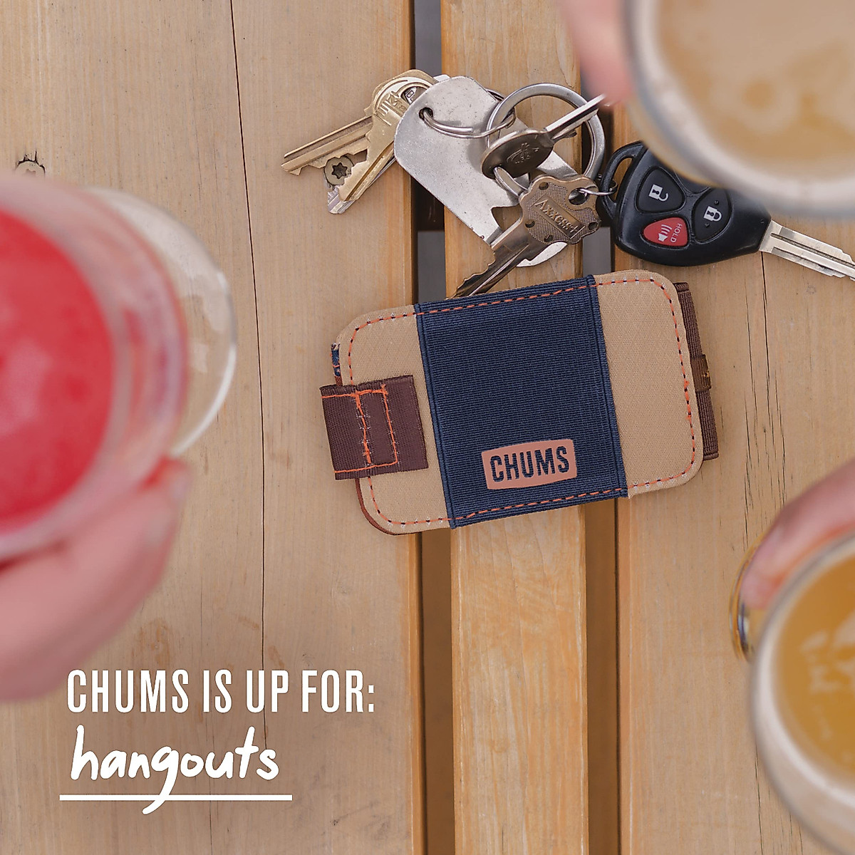 Chums Bandit unisex-adult Bi-Fold Polyester Wallet – Slim Reversible Card, ID and Money Holder (Orange/Tan/Navy), magenetic