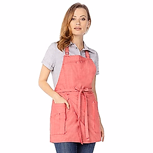Chef Works Unisex Medford Short Bib Apron, Coral, One Size