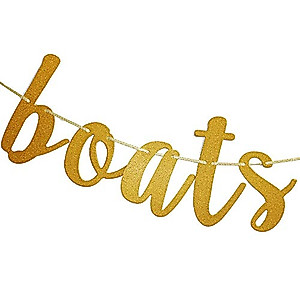 Boats N Hoes Banner, Gold Sign Garlands for Bridal Shower, Birthday, Engagement, Bachelorette, Wedding Party Supplies Decorations