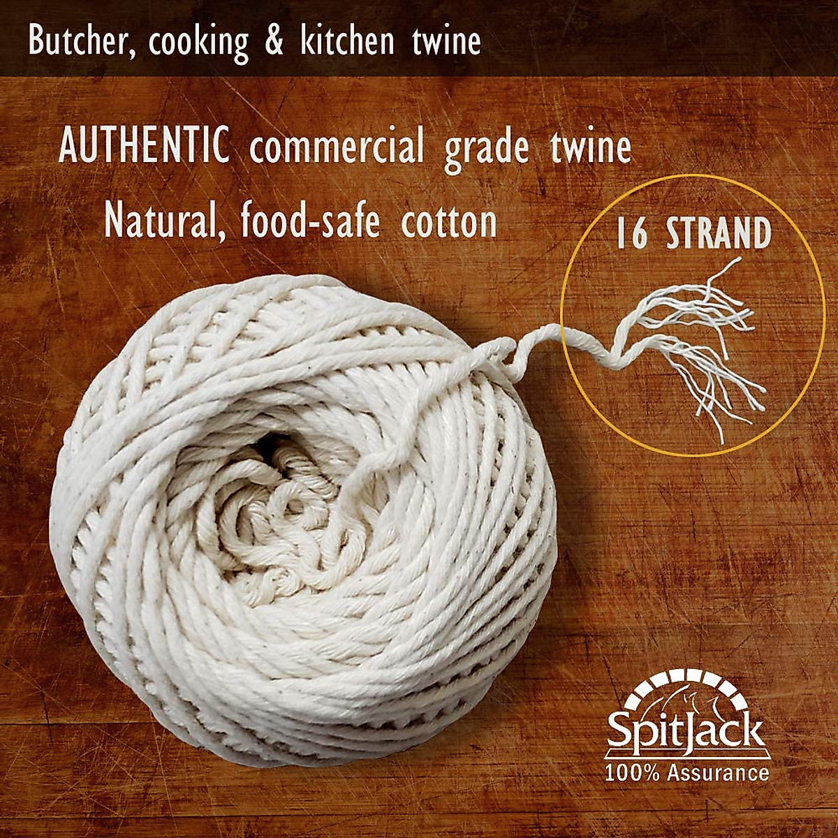 SpitJack Meat Trussing Needle and Butchers Cooking Twine Kit for Sewing Up Whole Hog, Pig, and Roasting Chicken and Turkey. 7 Inch Stainless Steel Needle and 185 Feet of Cotton Kitchen String.