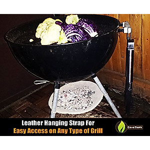 Cave Tools 17" Long Handle Stainless Steel Grill Tongs with Locking Bracket - BBQ Grill Accessories