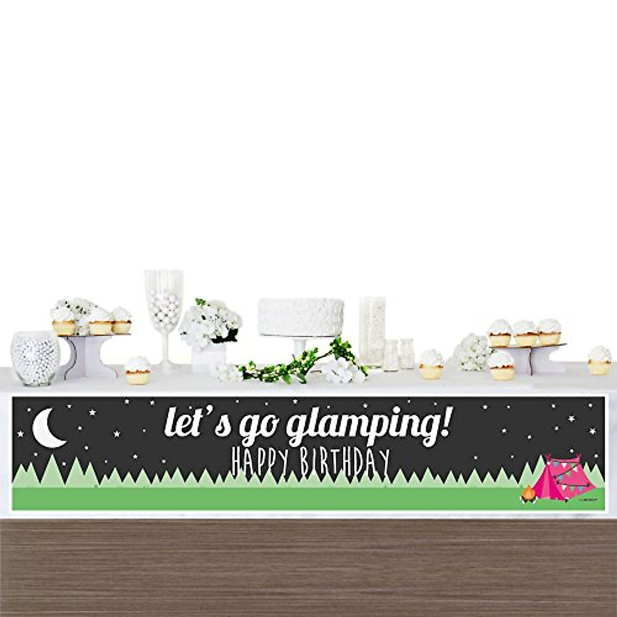 Big Dot of Happiness Let's Go Glamping - Camp Glamp Happy Birthday Decorations Party Banner