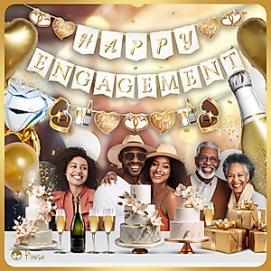 Pirese Happy Engagement Banner, Just Engaged Banner, Happy Engagement Party Decorations | Just Engaged Decorations | Almost Married Decorations | Congratulations Wedding Decorations | Engagement Sign