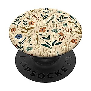 Cute Wildflowers Beige Floral Pattern PopSockets Swappable PopGrip