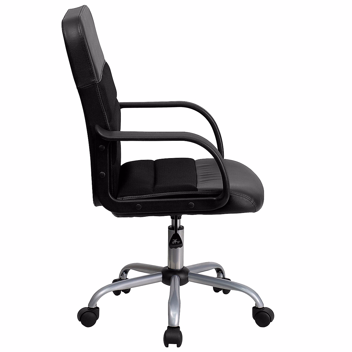 Flash Furniture Manor Mid-Back Black LeatherSoft and Mesh Swivel Task Office Chair with Arms