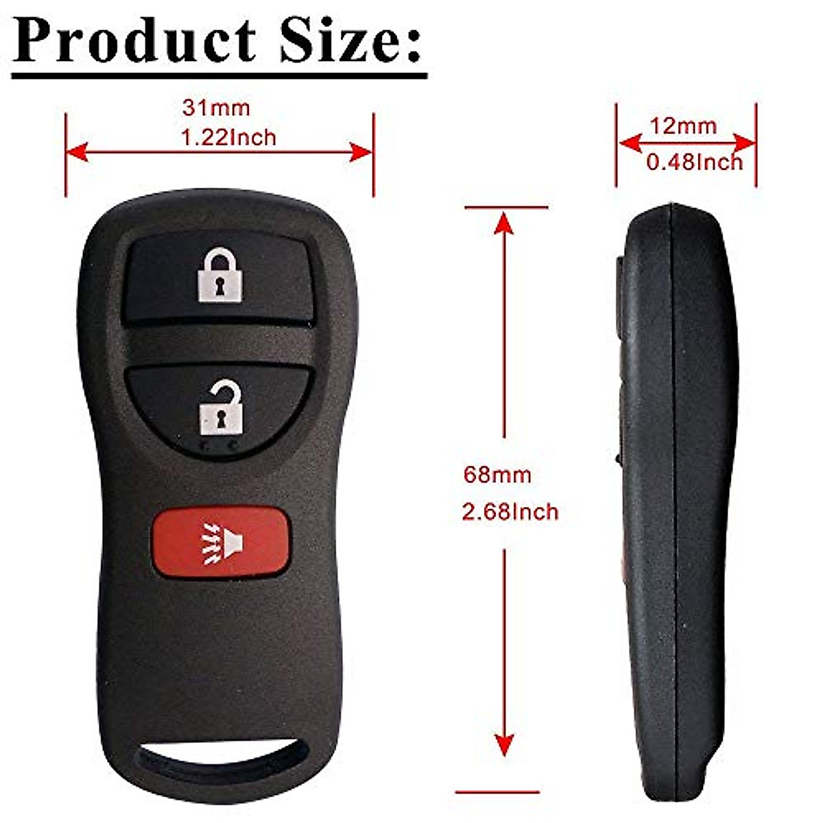 Key Fob, Compatible for Nissan Murano Sentra Titan Key Fob, BestRemotes Keyless Entry Remote Control Car Key Fob Replacement for KBRASTU15 CWTWB1U733(Pack of 2)