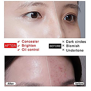 Full Concealer Powder Air Cushion CC Makeup Coverage Dark Circles,Spots, Acne, Pores,Natural Foundation Oil-Free Match Women Undertones Matte BB All Day Waterproof