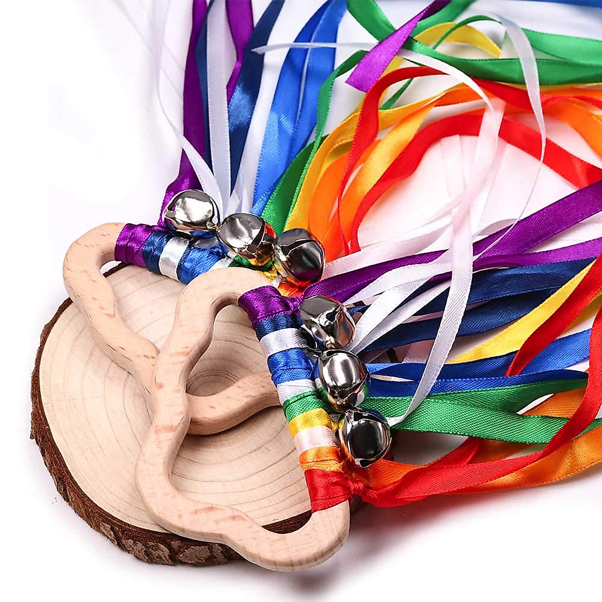 DILIMI Rainbow Hand Ribbon Kite Baby Sensory Toys Waldorf Hand Kite Montessori Learning Toy Cloud Rainbow Hand Kite Set of 2 Gift for Kids