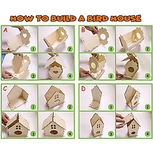 hapray 4 Pack Bird House Crafts for Kids Ages 5-8 8-12, Buildable DIY Birdhouse Kit for Children to Build, 3+ Summer Arts and Craft Projects with Paint, Boy Girl Gift Christmas