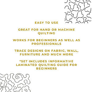 Quilting Stencils for Machine and Hand Quilting - 2 Quilting Stencils for Background Patterns - Rose Stipple, Heart Stipple Plastic Quilt Stencil Set with Guide