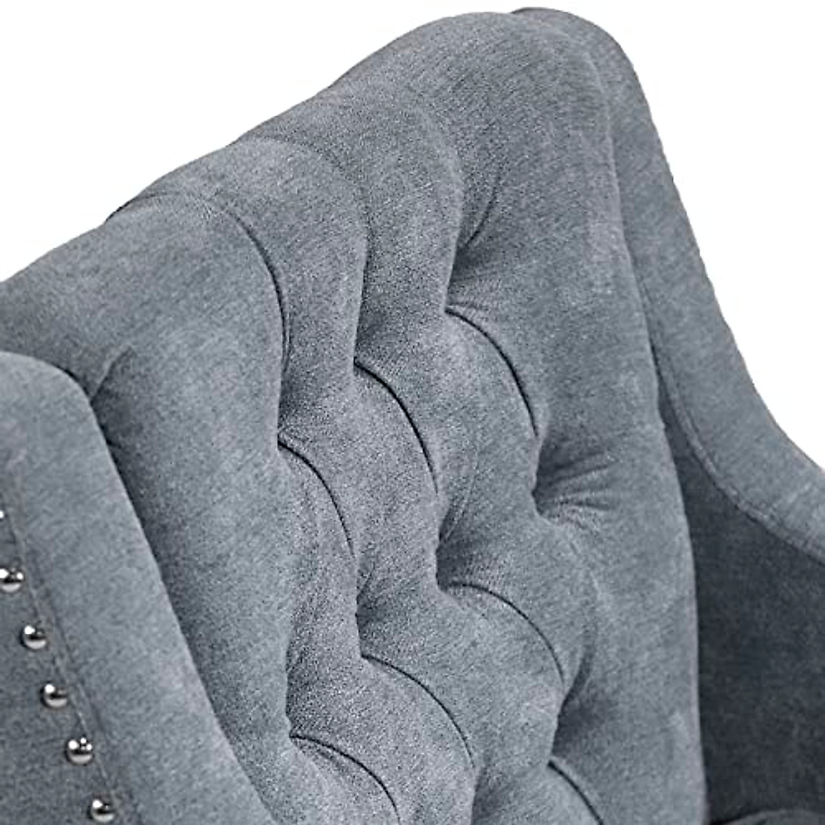 GIA Home Furniture Series Polyester Linen Armchair with Button Tufted Upholstered Accent Chair for Living Room, Reading, Bedroom, Gray