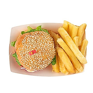 Restaurantware Bio Tek 3.3 x 2 x 1.5 Inch Food Boats, 50 Disposable Food Trays - Portable, Versatile, Red Paper Popcorn Boats, For Snacks, Appetizers, Or Treats, Use At Parties Or Carnivals