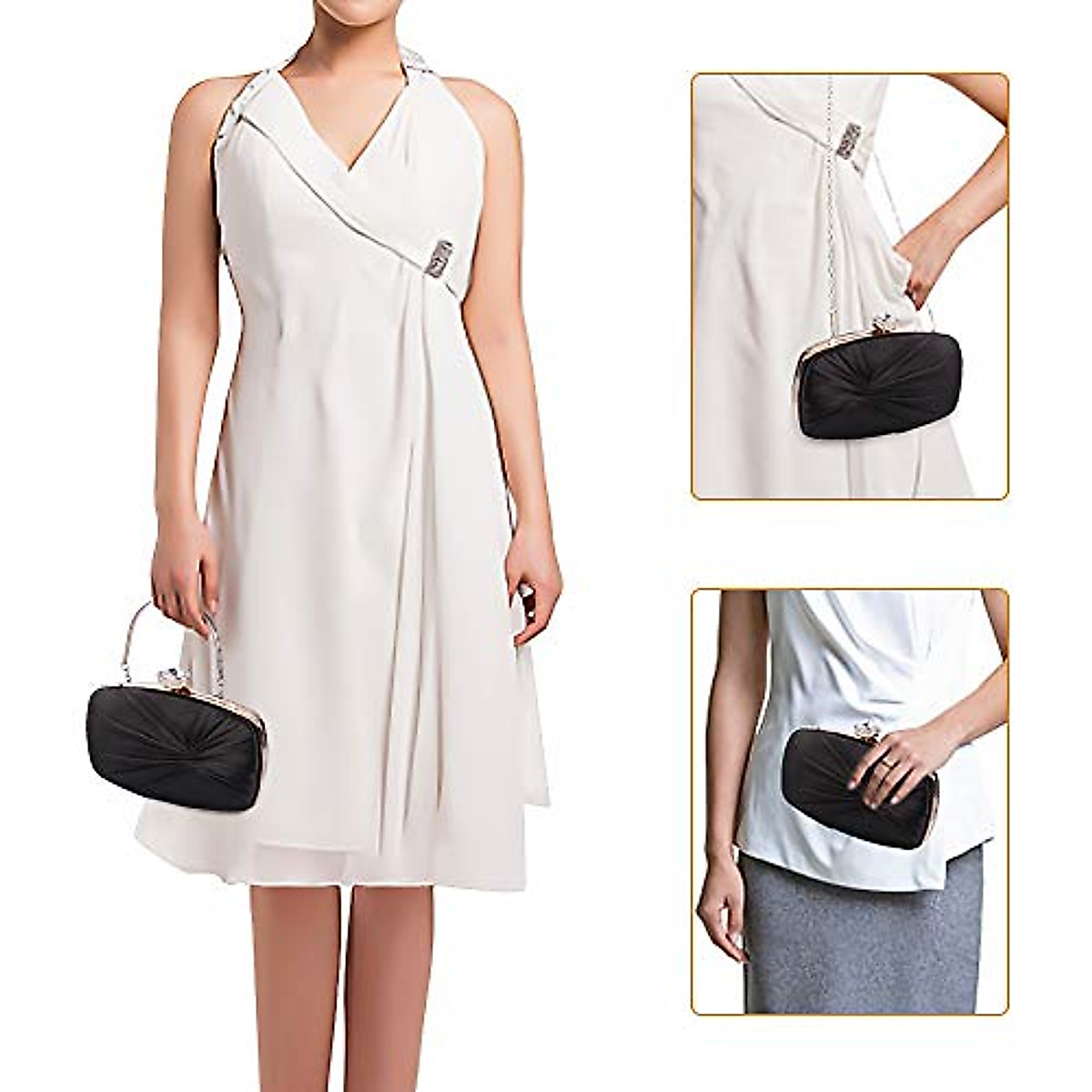 Tarpul Evening Clutch Bags For Women Wedding Purse Valentine day gift With Shiny Rhinestones 4 In 1 Style