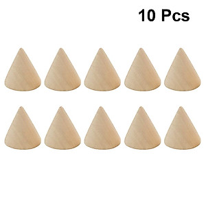 SUPVOX 10pcs Natural Wood Cone Ring Holders Unpainted Wooden Cones to Craft Paint Jewelry Display Stand 3.1cm
