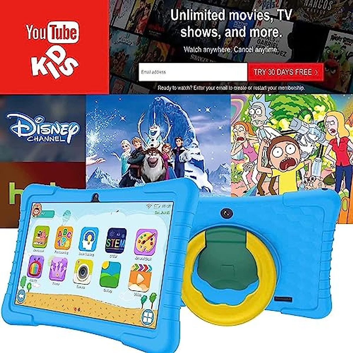 Kids Tablet, 10 inch Tablet for Kids Android 12 Tablet 2GB 64GB Toddler Tablet APP Preinstalled & Parent Control Children Tablet with WiFi, 8000mAh Battery, Dual Camera, Netflix, YouTube(Blue)