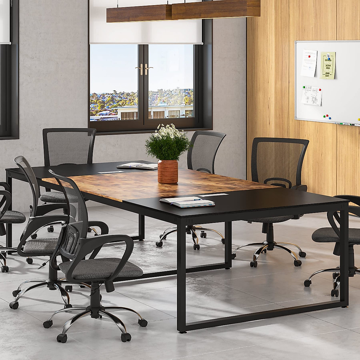 Tribesigns 8FT Conference Table, Large Rectangle Shaped Meeting Table with Grommet, Modern Seminar Boardroom Table for Office Conference Room, 94.49" L x 47.24" W x 29.52" H