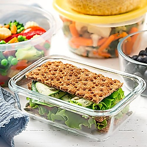 GRZJOPP 3Sets Glass Food Storage Containers with Lids Leakproof Glass Airtight Meal Prep Containers for Kitchen, Microwave, Oven, Frenzer and Dishwasher Safe,Rectangle