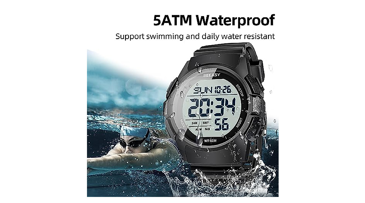 Beeasy Waterproof Digital Sports Watch for Men