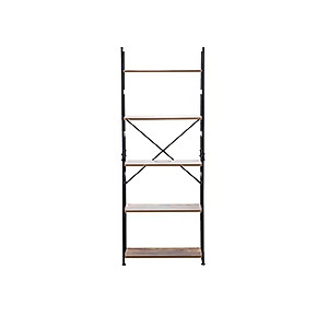 WISCLASS 5 Tier Bookshelf Rustic Wood & Metal Frame Bookcase Shelf Industrial Storage Organizer Modern Display Shelf Rack Open Back Standing Shelving Unit for Bedroom Living Room Home Office