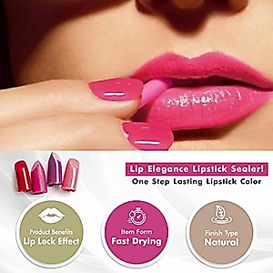 Lip Elegance Lipstick Sealer - Long Lasting Lipstick Sealer with Brush Applicator - Waterproof, Smudge Proof, Oilproof - All Day Liplock Effect 0.17 Fl Oz