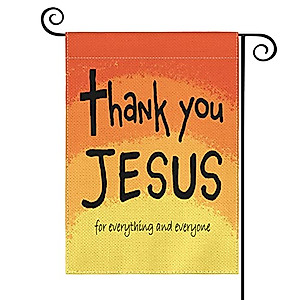 AVOIN colorlife Thank You Jesus Garden Flag Vertical Double Sided For everything And everyone, God Christian Passion Week Nativity Yard Outdoor Decoration 12.5 x 18 Inch