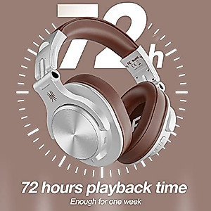 OneOdio A70 Bluetooth Over Ear Headphones, Wireless Headphones w/ 72H Playtime, Hi-Res, 3.5mm/6.35mm Wired Audio Jack for Studio Monitor & Mixing DJ E-Guitar AMP, Computer Laptop PC Tablet - Silver