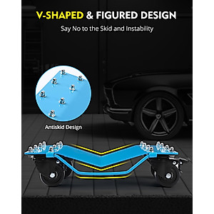 DEXSO 4 Tire Wheel Dolly Car with 8000 lbs Capacity, Manganese Steel Heavy Duty Car Mover Wheel Dollies Set of 4 with Antiskid Plate & 360 Degree Rotatable Wheel, 16"*13", Blue