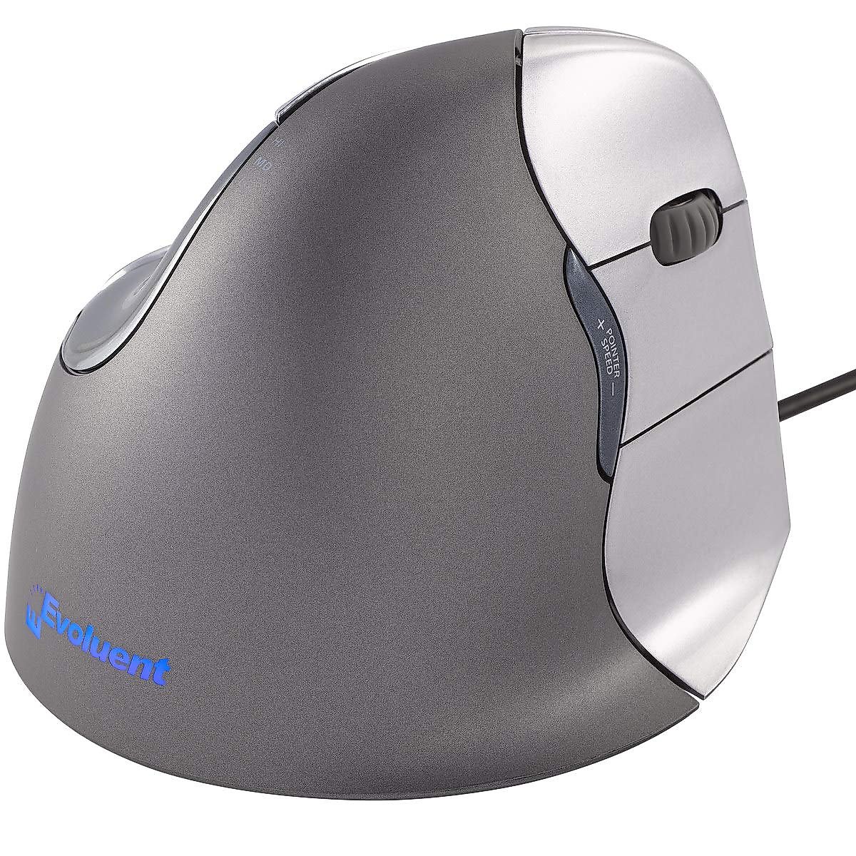 Evoluent VM4R Vertical Mouse 4 for Right Hand – Ergonomic Mouse Wired USB, Helps Reduce Carpal Tunnel, Adjustable Speed & Programmable Buttons, Vertical Ergonomic Wired Mouse, Gaming & Office Use
