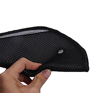Seat Belt Adjuster, Car Safety Cover Strap Adjuster Pad Harness, Comfortable Protection for Adult Children Keep Belt Away from Neck and Face, Made of Air Mesh Fabric (Premium Luxuries Black)