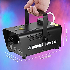 Donner Fog Machine with 13 Colors, 500W and 2000CFM Party Smoke Machine with RGB LED Light, Indicate Light Automatic Control with 2 Wireless Remote Controls for Halloween Festival Wedding