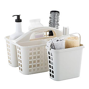 Bath Bliss 2 in 1 Portable, Bathroom Shower Caddy for Shampoo, Conditioner, Soap, and Cosmetics, in White Bath Tote