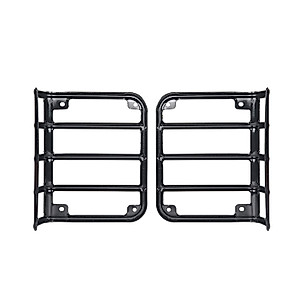 Hooke Road Wrangler Tail Light Covers Rear Taillight Euro Guard Black Light Cage fit for 2007-2018 Jeep Wrangler JK & JKU Unlimited - Pair