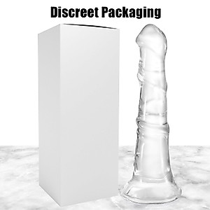 Realistic Anal Dildo for Women, Clear Horse Dildo G Spot Stimulation with Strong Suction Cup, Lifelike Jelly Dildo Vagina Sex Toy Penis Dildo Butt Plug for Female Men Masturbating (7.78in)