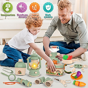 CIUGEO 48 PCS Kids Camping Set with Tent, Pop Up Tent with Camping Gear for Kids Play Tent Indoor Outdoor Pretend Play Set for Toddler Boys Girls Age 3-6