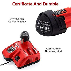 JAUKIST 12V 3.0Ah Replacement Battery Compatible with Milwaukee Battery 48-11-2460 48-11-2411 48-11-2425 Cordless Tools 2 Pack