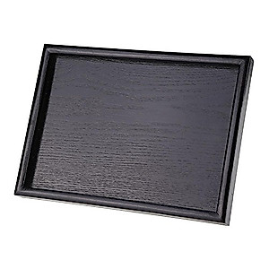 Black Rectangle Tea Tray, Solid Wood Tea Coffee Snack Food Meals Serving Tray Plate Restaurant Trays Optional Type(30*20*2cm)