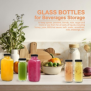 NEWMIAO 12 pack 8 oz Glass Juice Bottles with Lids, Reusable Glass Drink Bottles, 250 ml Juice Containers Drinking Jars with Brush, Water Bottles for Milk, Juicing, Kombucha, Ginger