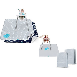 4 Pack Splat Mat for Under High Chair & Arts & Crafts & Eating Mess, Waterproof Baby Playtime Anti-Slip High Chair Mat for Floor or Table, Reusable & Portable Splash Mat for Under High Chair, 42” ×46”