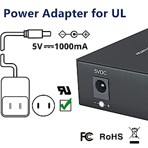 Gigabit Ethernet Media Converter, Multi-Mode Dual LC Fiber to Ethernet Converter with a 1000Base-SX Module, 1.25G Fiber to RJ45, 10/100/1000Base-Tx to 1000Base-SX, 850nm, MMF, up to 550m (1804ft)