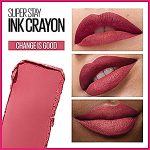 Maybelline Super Stay Ink Crayon Lipstick Makeup, Precision Tip Matte Lip Crayon with Built-in Sharpener, Longwear Up To 8Hrs, Change Is Good, Rose Pink, 1 Count