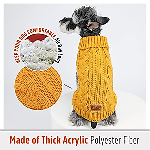 Dog Sweater Turtleneck Classic Cable Knitted Warm Pet Sweater for Fall Winter