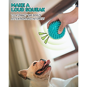 Pweituoet 3.5” Spike Dog Balls with Squeaky, Thicker and Durable, 2 Pack Dog Chew Toys Clean Teeth Training for Puppy Small Medium Large Dogs, Dog Ball Toys for Aggressive Chewers