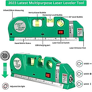 Semlos Laser Level Line Tool, Multipurpose Laser Leveler Tool Kit With Metric Rulers 8FT/2.5M, Rechargeable Battery for Picture Hanging Cabinets Tile Walls - 2023 Latest Upgrade Version